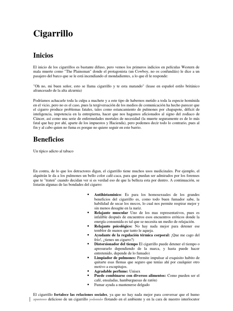 Cigarrillo | PDF | Cigarrillo | Fumar tabaco
