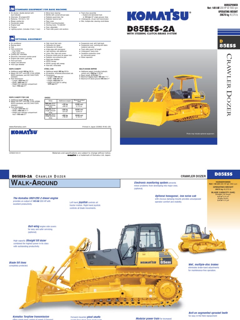 Bulldozer D85ESS-2A | PDF | Transmission (Mechanics) | Steering