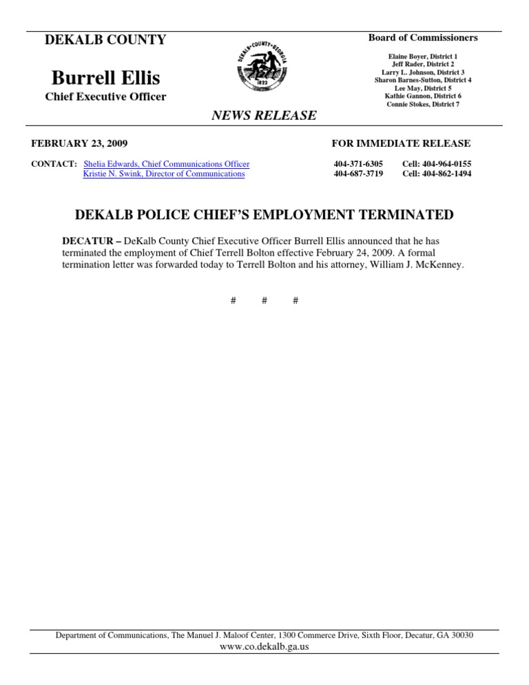 DeKalb Police Chief Bolton Terminated | PDF