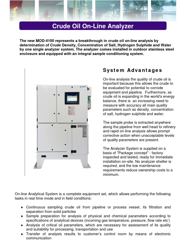 Analyzer Oil | Pipeline Transport | Petroleum