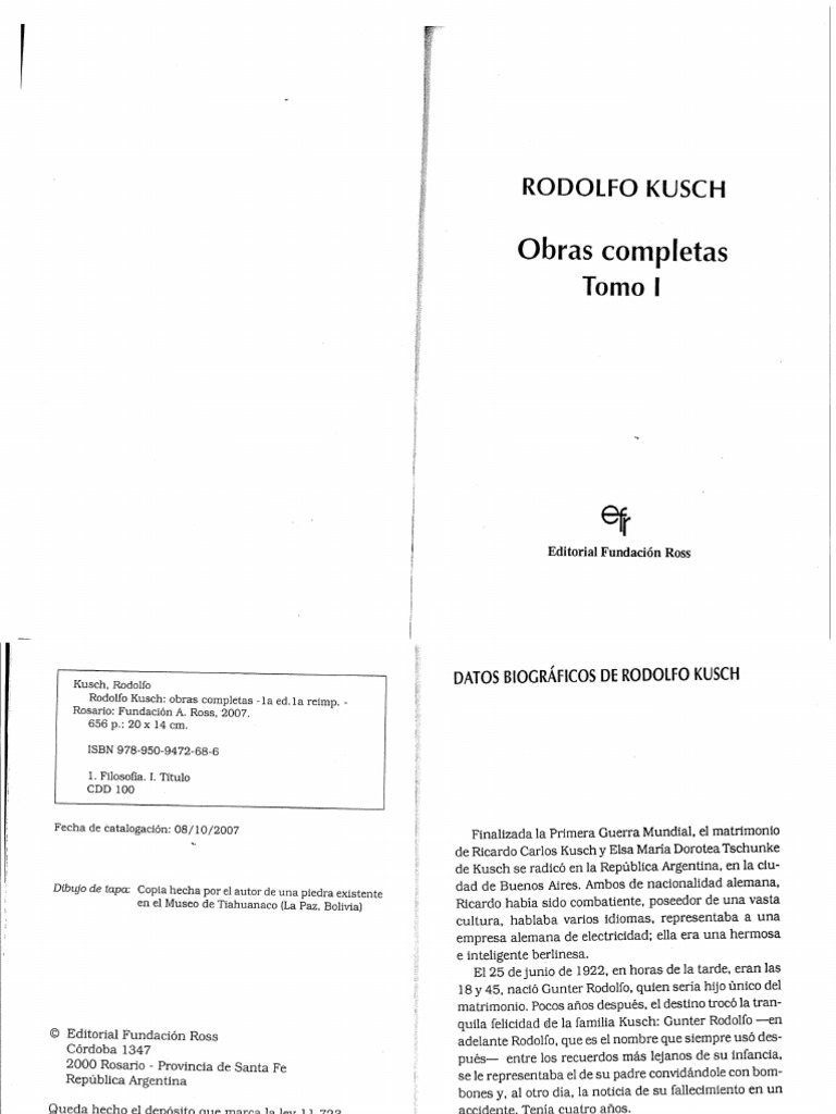 Kusch, Rodolfo-Obras Completas T 1 | PDF