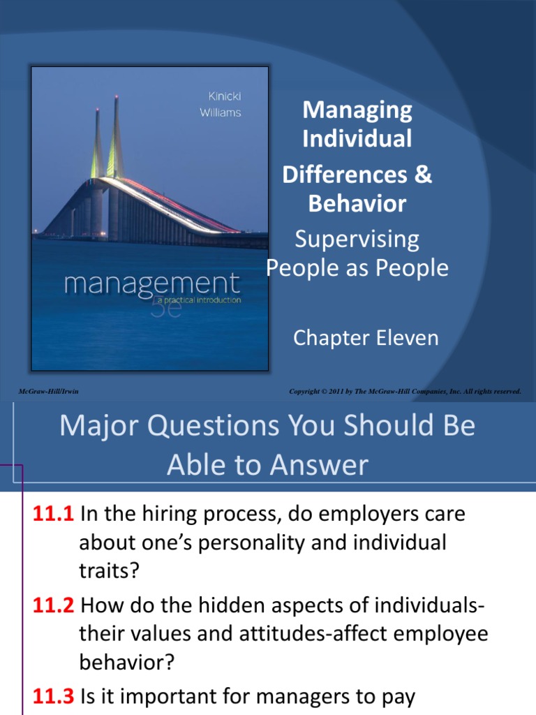 Managing Individual Differences & Behavior: Supervising People As ...