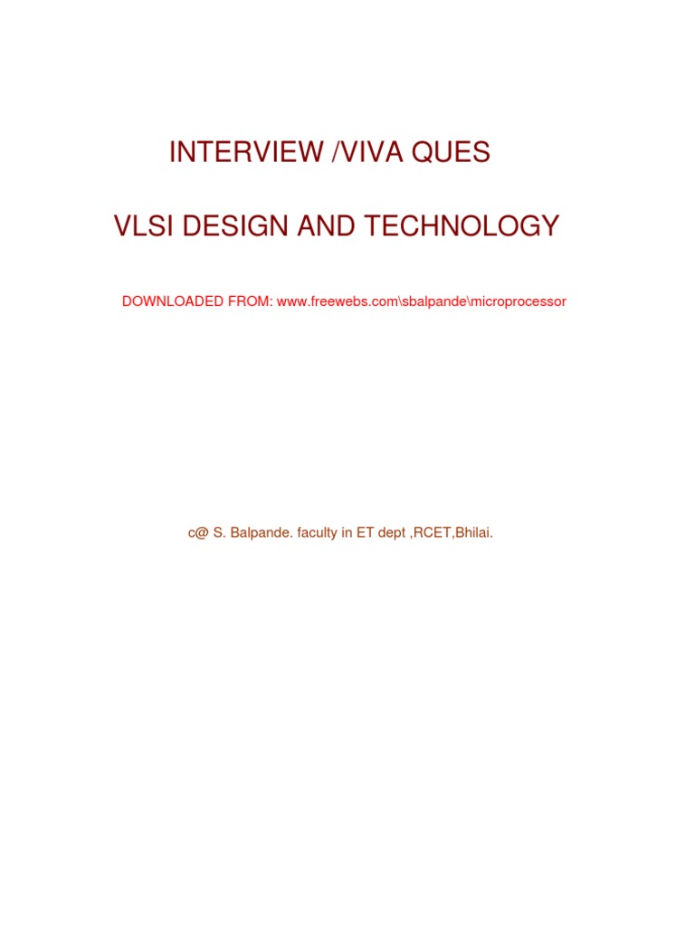 VLSI Interview Questions1 | PDF | Mosfet | Cmos
