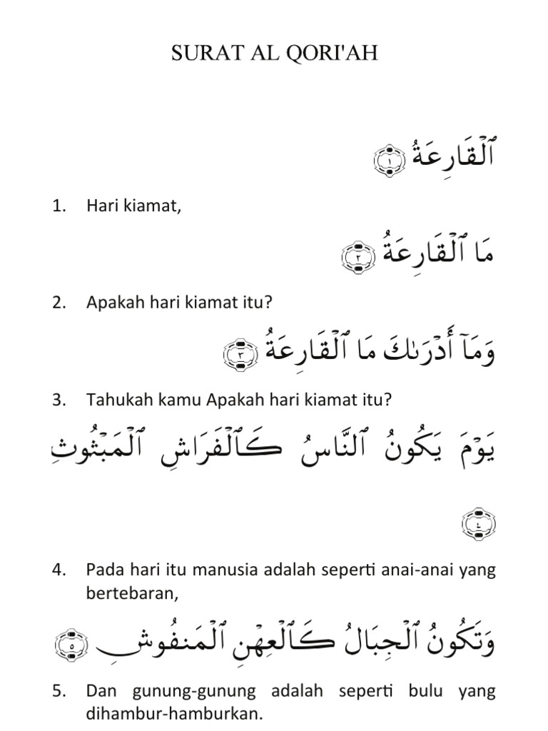 Surat Al Qori'Ah | PDF | Kajian Bahasa Asing | Griya & Taman