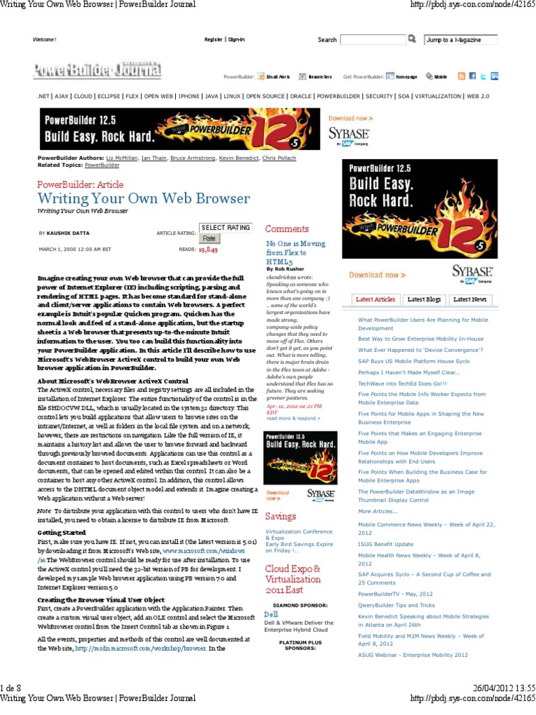 Writing Your Own Web Browser PowerBuilder Journal | PDF | Web Browser | Cloud Computing