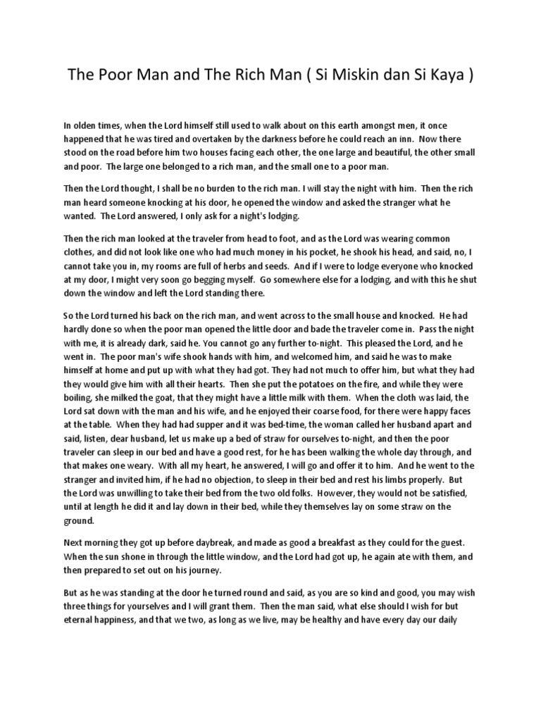 About The Poor Man and The Rich Man | PDF