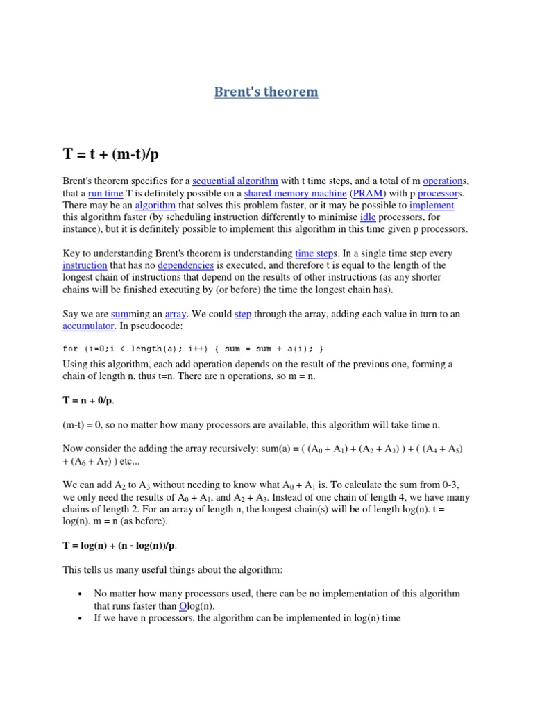 Brent Theorem | PDF | Algorithms | Central Processing Unit