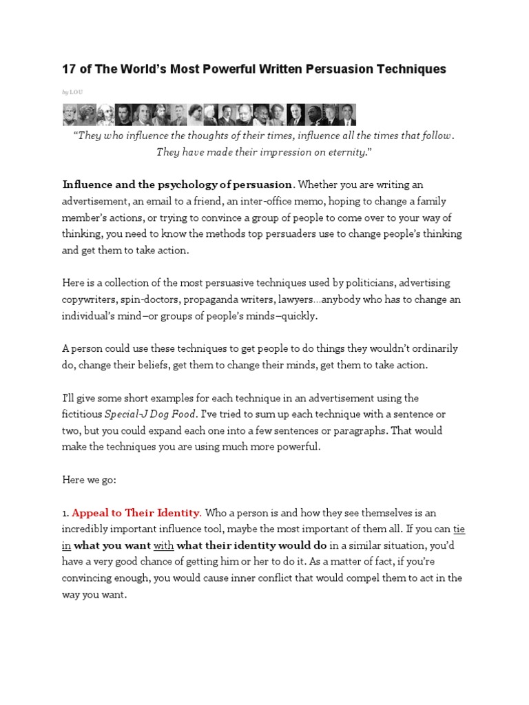17 of The World's Most Powerful Written Persuasion Techniques | PDF ...