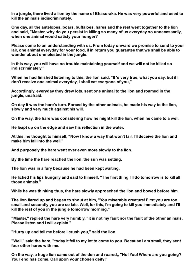 Hare And The Lion Pdf Lion
