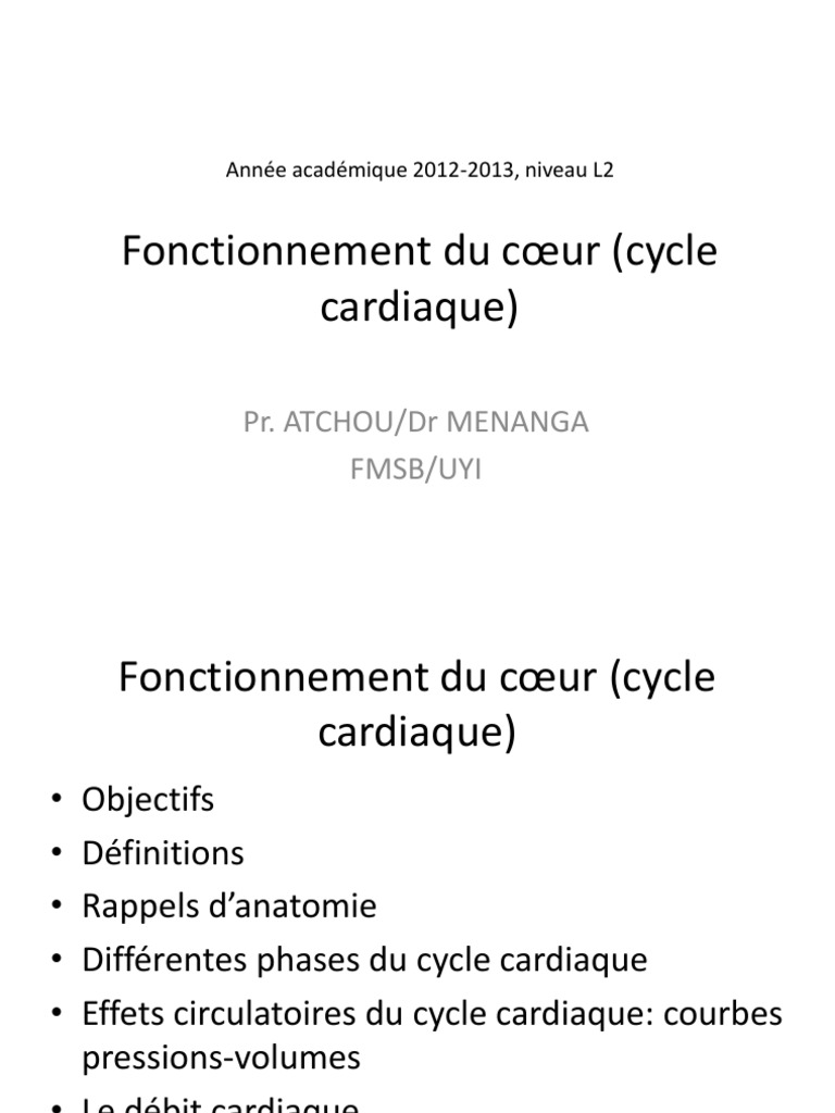 Fonctionnement Du Coeur (Cycle Cardiaque), L2 | PDF | Valve cardiaque ...