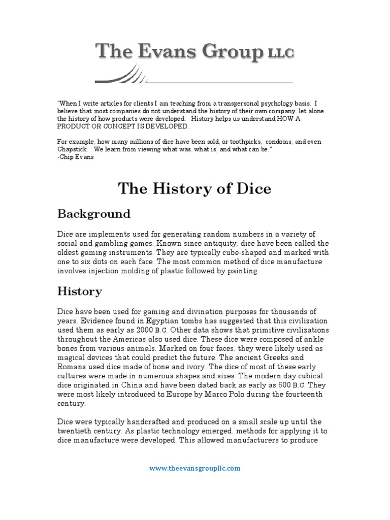 History of Dice | Download Free PDF | Dice | Plastic
