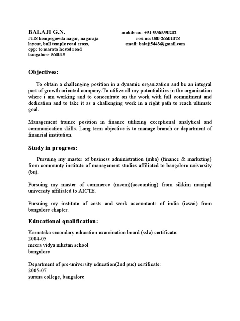 Balaji Resume | PDF | Behavior Modification | Learning