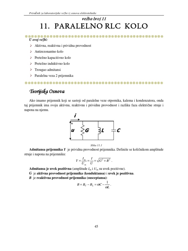 Lab. Vezba - Paralelno RLC Kolo | PDF