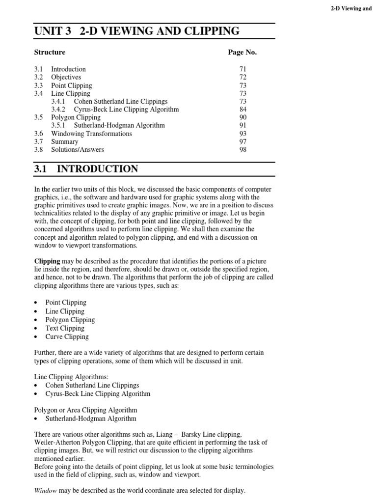 2-d Viewing and Clipping | PDF | Vertex (Geometry) | 2 D Computer Graphics
