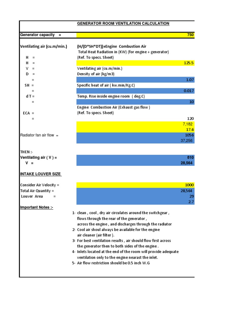 Generator Room Ventilation Guide | PDF | Radiator | Ventilation ...