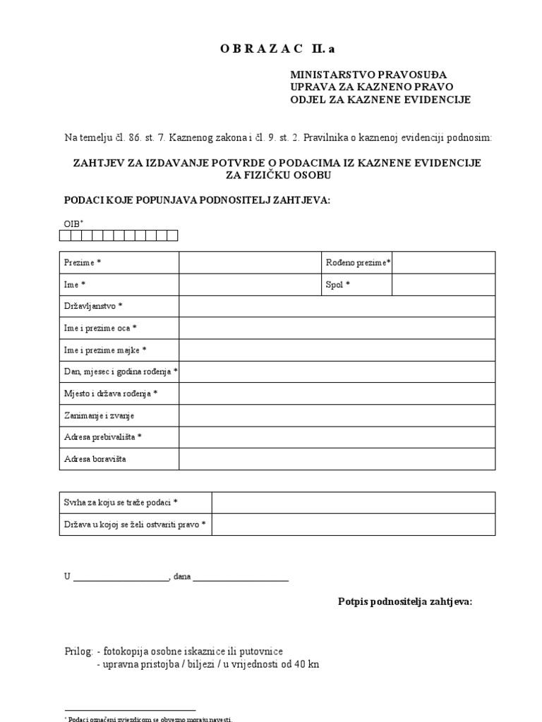 OBRAZAC IIa Fizicke Osobe | PDF