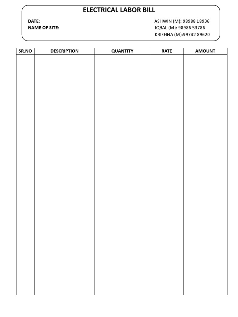 Electrical Labor Bill | PDF | Teaching Methods & Materials | Science ...