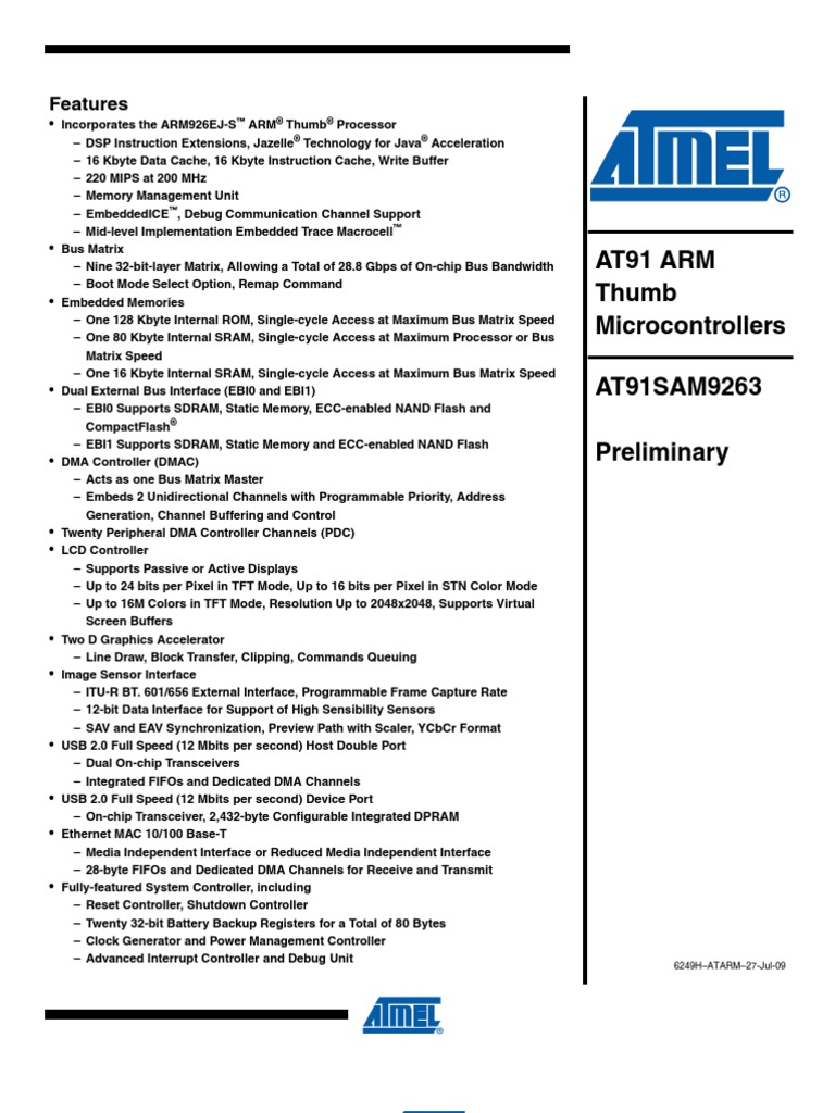 Atmel AT91SAM9263 Reference Manual | Download Free PDF | Booting | Random Access Memory