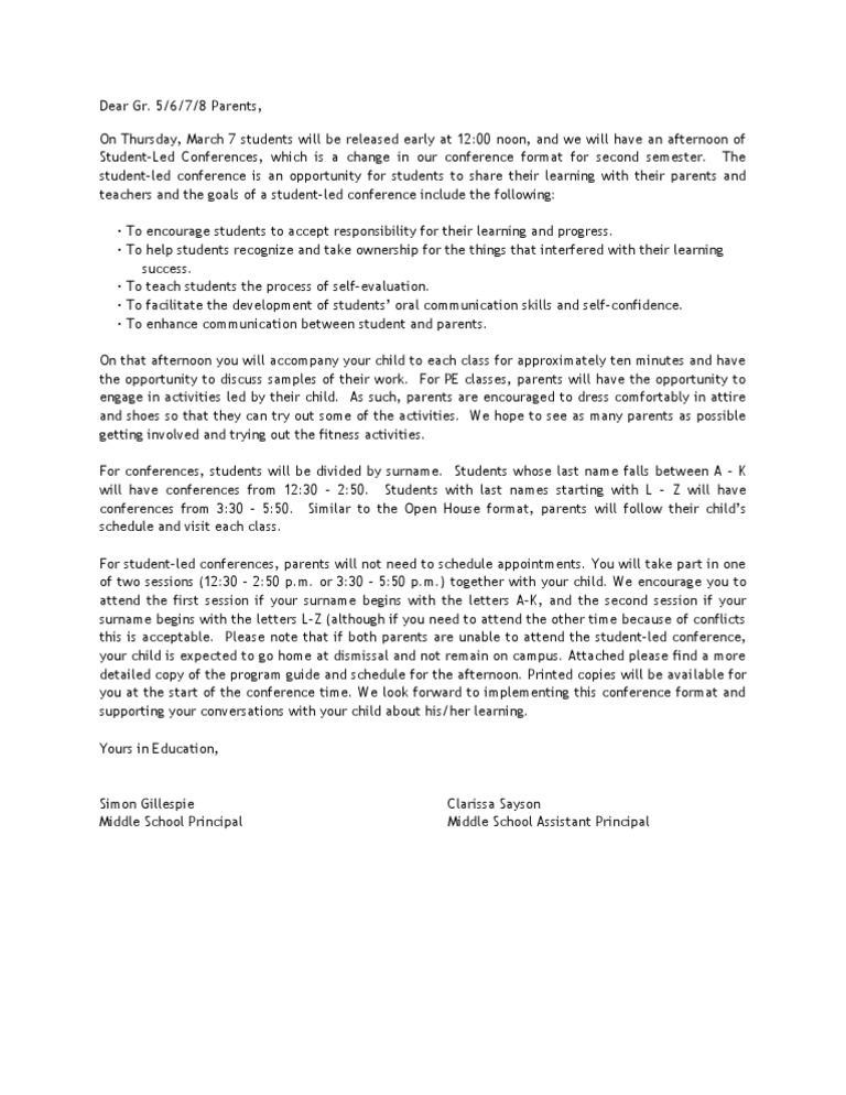 SLC Letter To Parents | PDF | Teaching | Academia