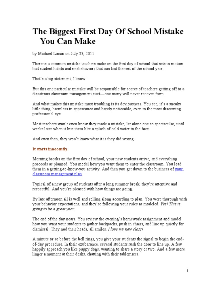 The Biggest First Day of School Mistake You Can Make | Download Free ...