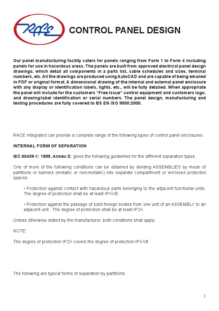 STD - Form of Separation (IEC 60439-1) | PDF | Electrical Conductor | Cable