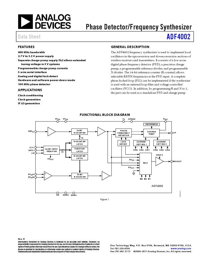 ADF4002 | PDF | Electronic Design | Computer Engineering