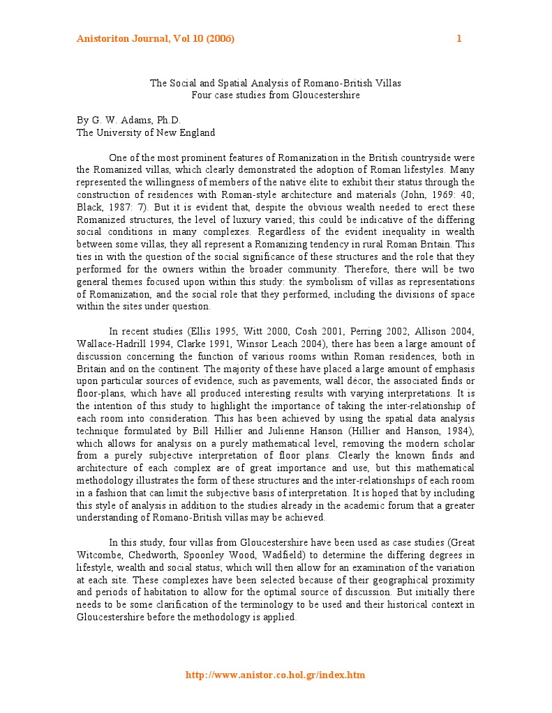 The Social and Spatial Analysis of Romano-British Villas | PDF ... The Social and Spatial Analysis of Romano-British Villas | PDF ...