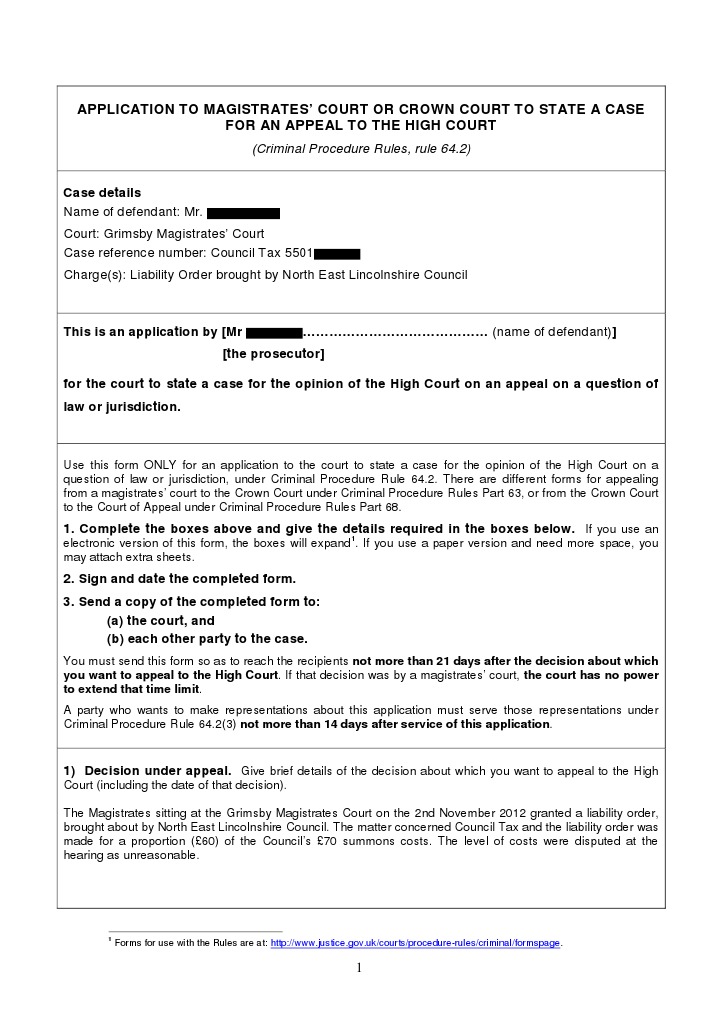 Council Tax Liability Order High Court Appeal PDF | Download Free PDF ...