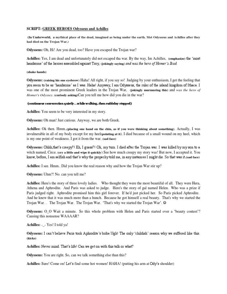 SCRIPT of Greek Heroes | PDF | Trojan War | Odysseus