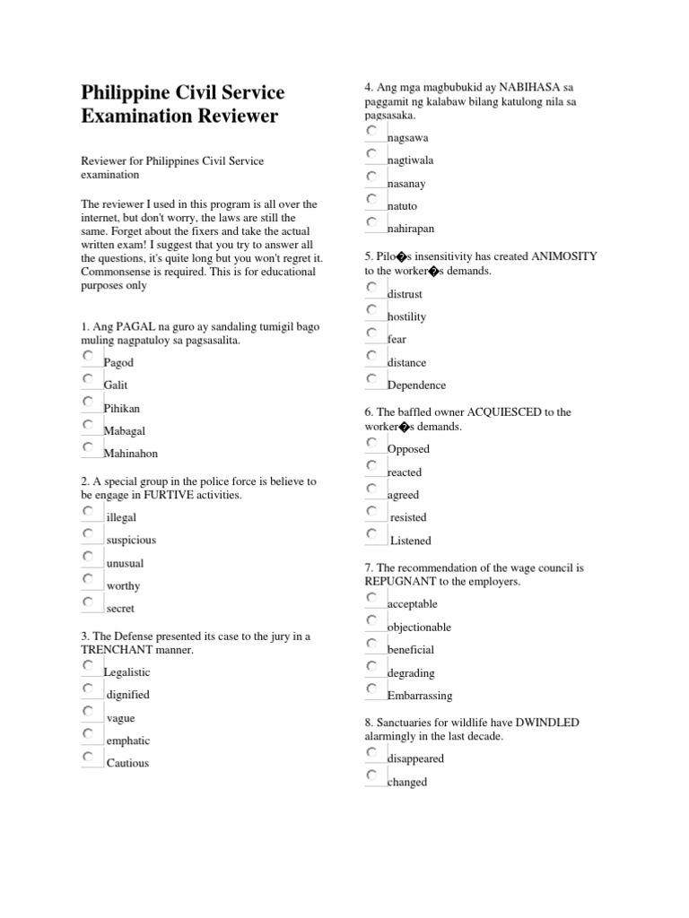 Philippine Civil Service Examination Reviewer | PDF | Global Warming ...