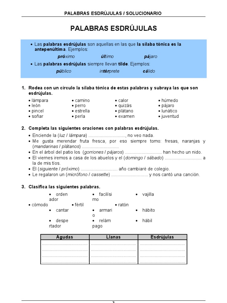 Palabras Esdrujulas | PDF