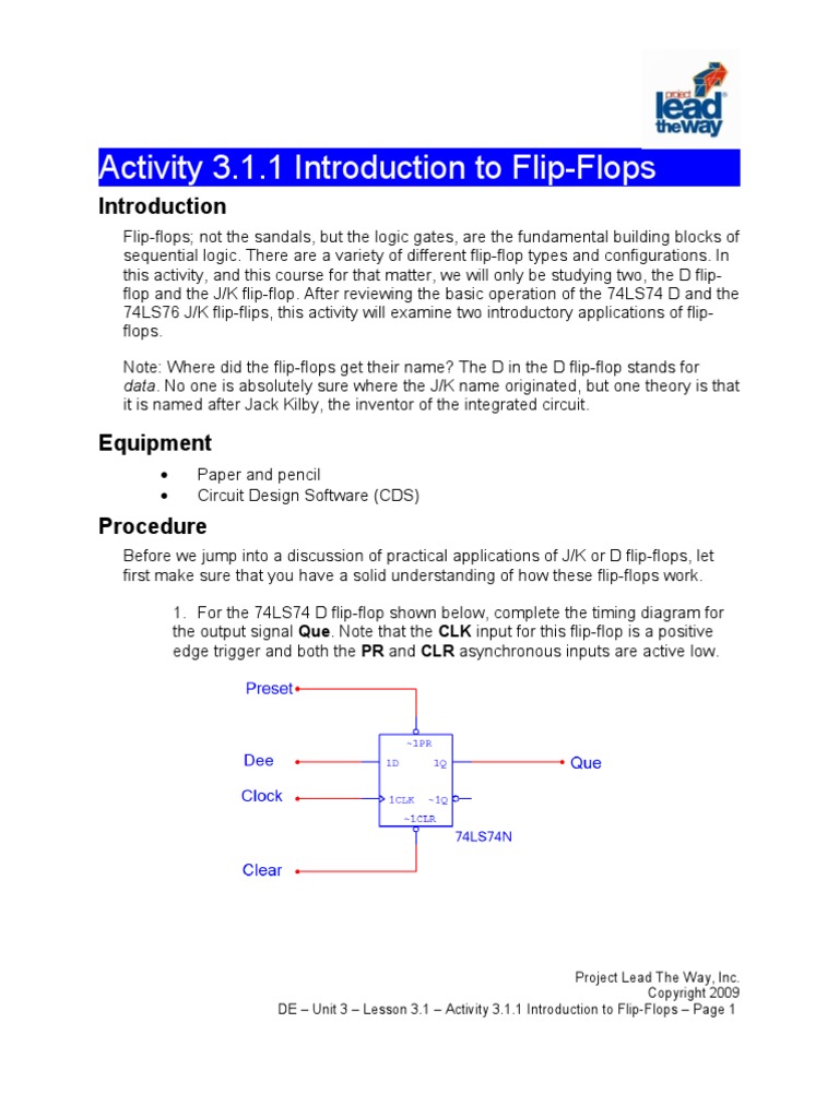 A3 1 1IntroductionFlipFlops | PDF | Electricity | Computer Hardware