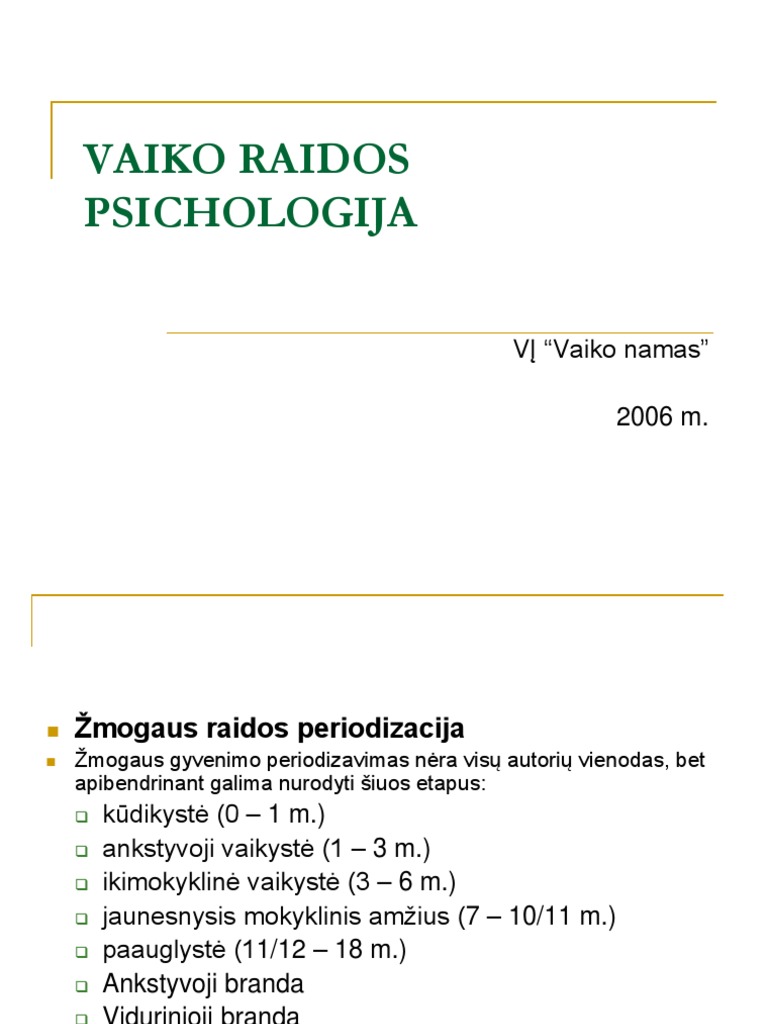 Vaiko Raidos Psichologija | PDF