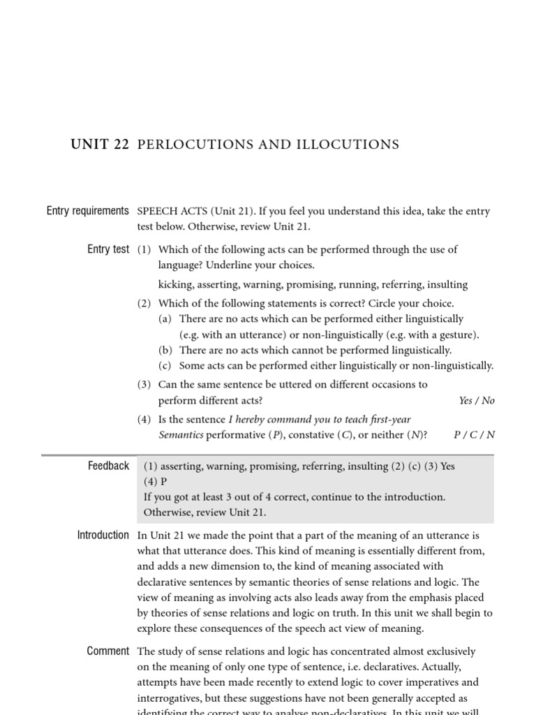 14 Illocutions and Perlocutions | PDF | Semiotics | Linguistics