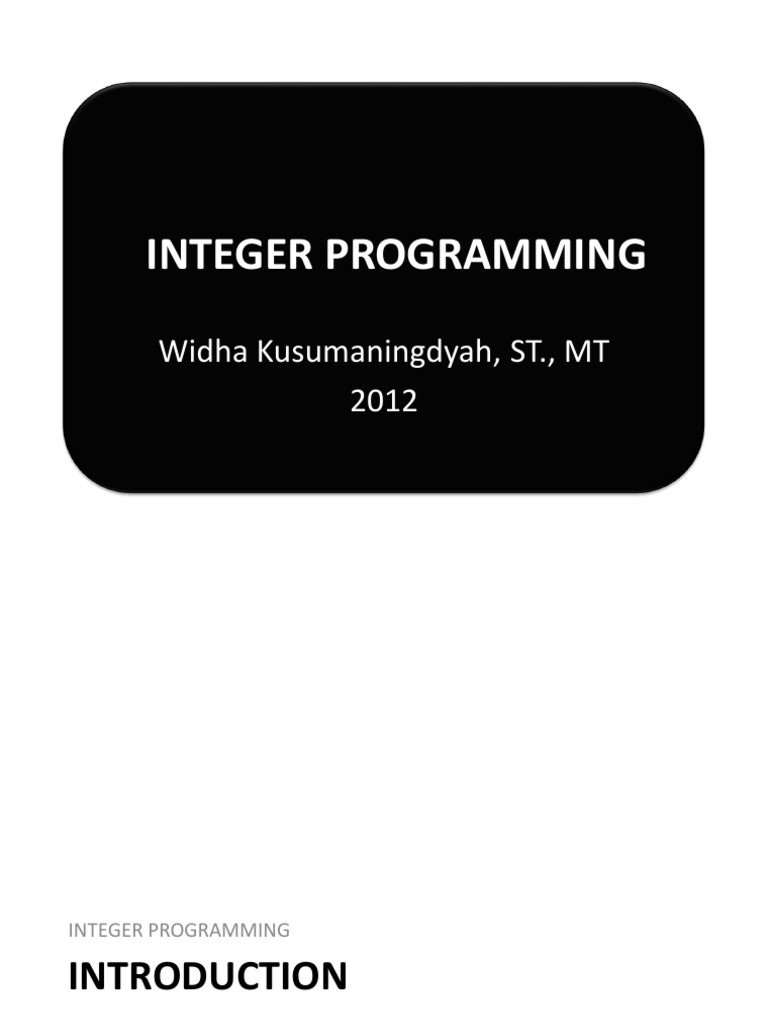 Materi 9 Integer Programming Cutting Plane Alg | PDF