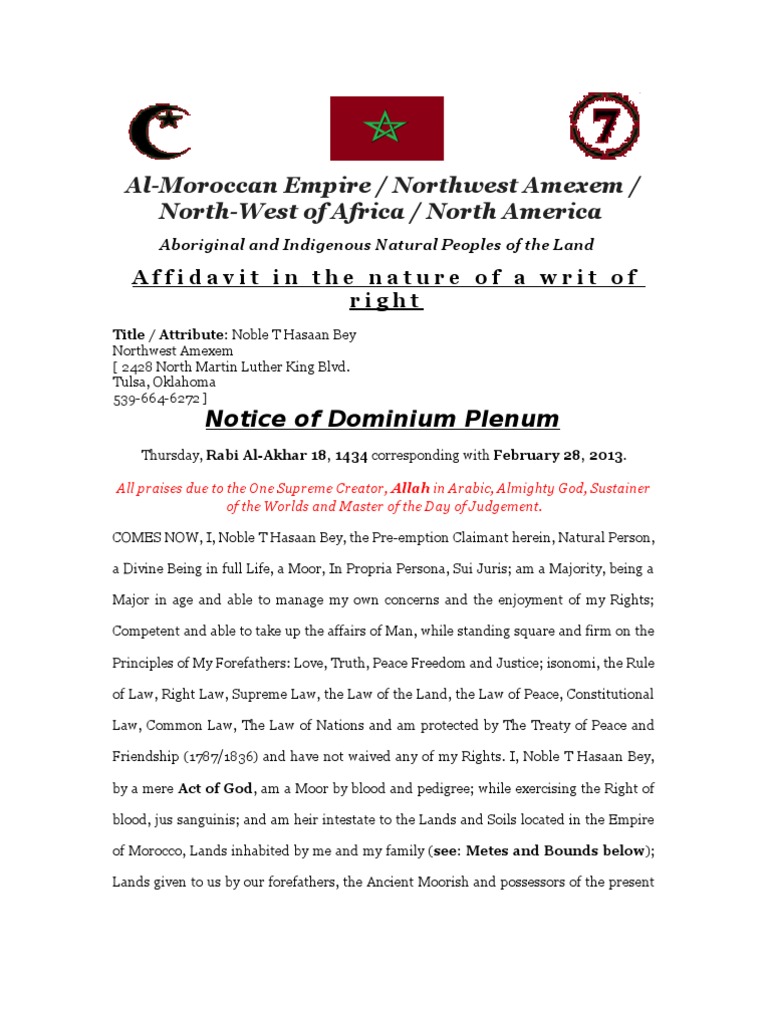 Notice of Dominium Plenum | PDF | Sexual Slavery | Natural And Legal Rights