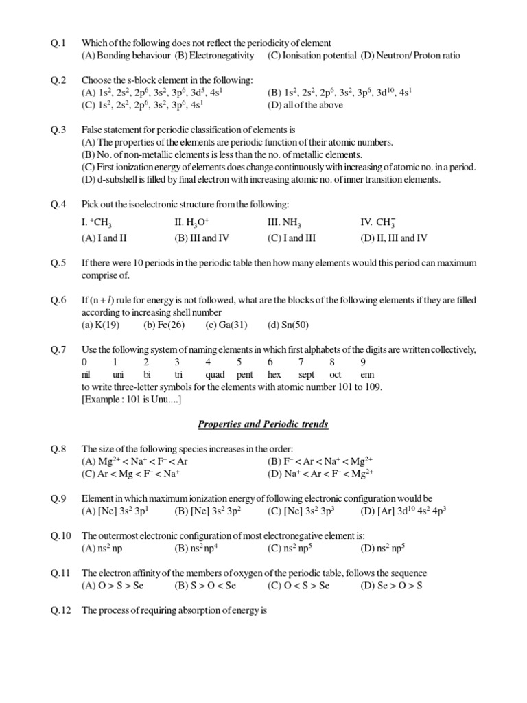 DPP 2 Periodic Prop. | PDF | Physics | Atoms