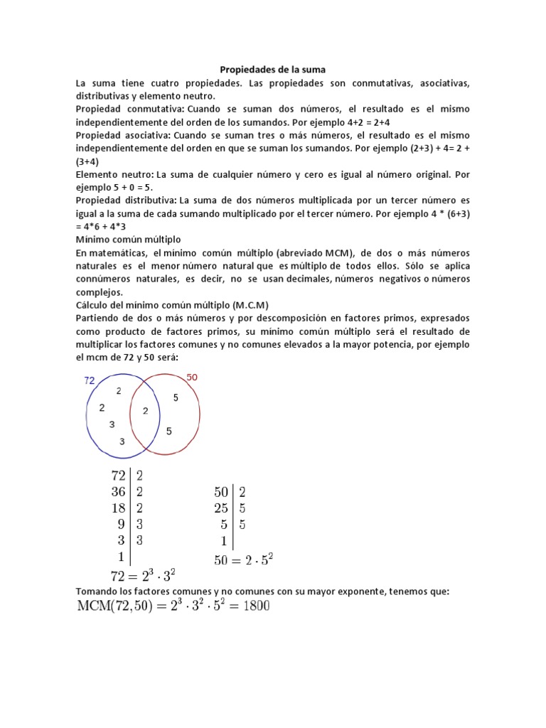 Propiedades de La Suma | PDF | Teoría de los números | Matemática Elemental