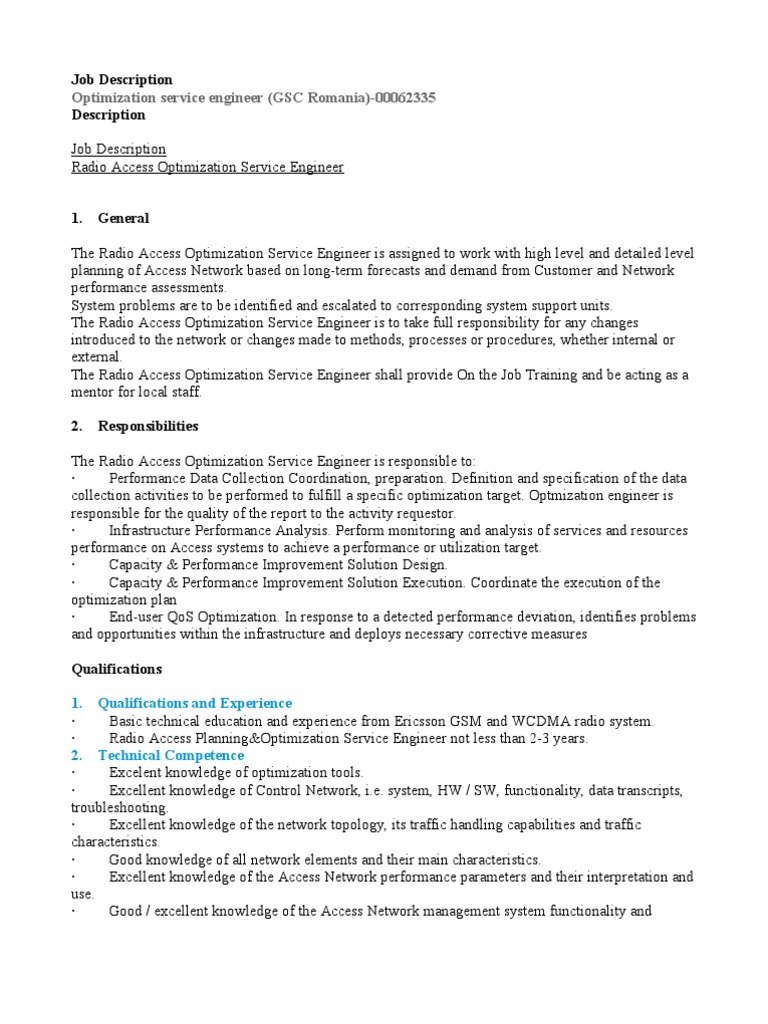 Job Descriptions | PDF | Technical Support | Computer Network