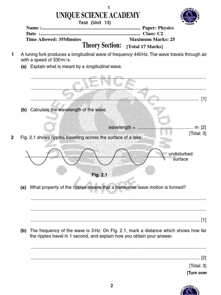 Physics Test(Unit 13 PDF | Wavelength | Waves | Free 30-day Trial | Scribd