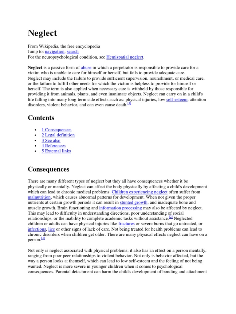 Neglect: Navigation Search Hemispatial Neglect Abuse | PDF | Neglect ...