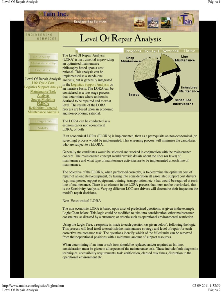 Level of Repair Analysis | PDF | Reliability Engineering | Engineering