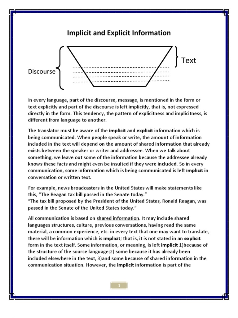 Implicit and Explicit Information | PDF | Conversation | Information