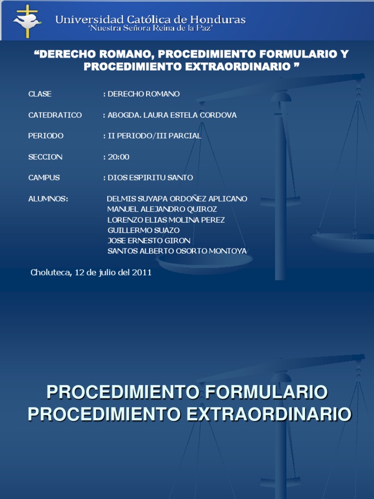 Derecho Romano Procedimiento Formulario y Procedimiento Extraordinario ...