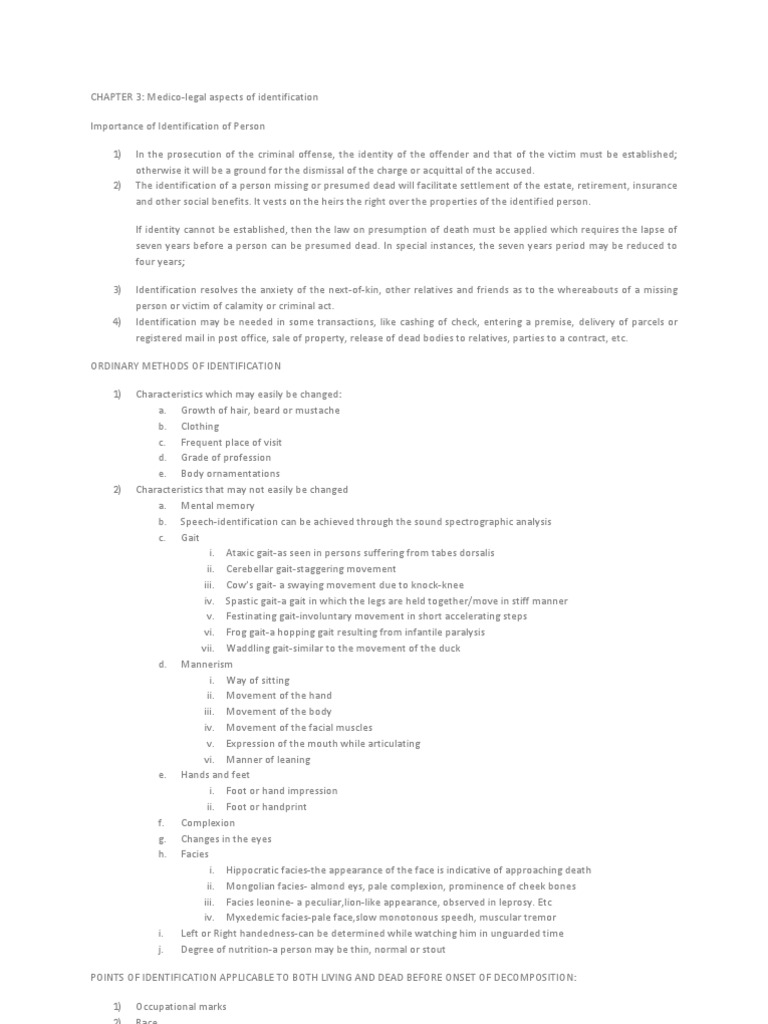 Medico-Legal Aspects of Identification and Determination of Death | PDF ...