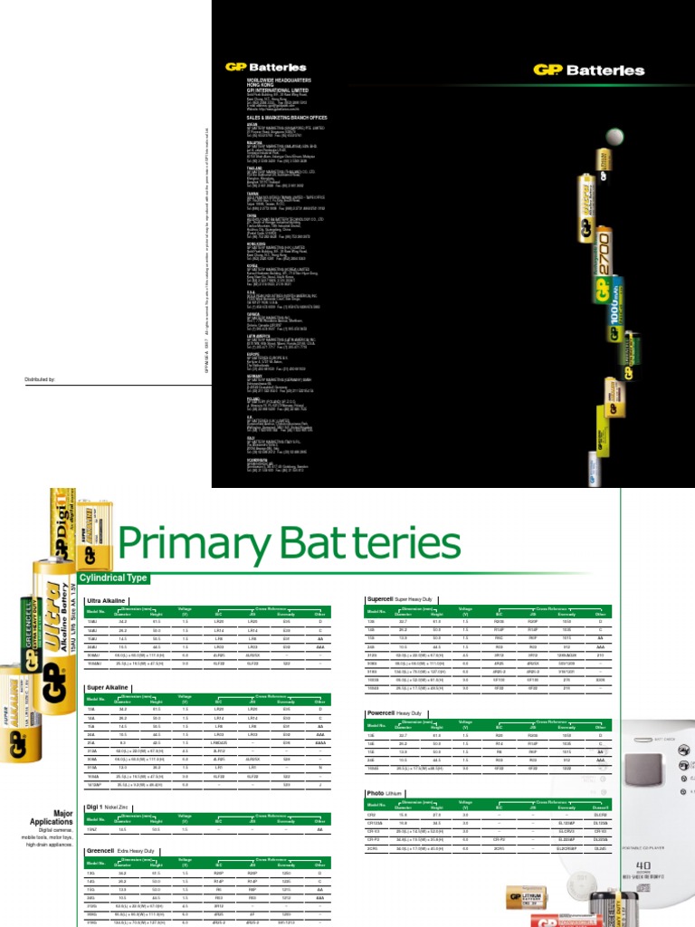 GP Battery Product Catalogue | PDF | Galvanic Cells | Battery (Electricity)