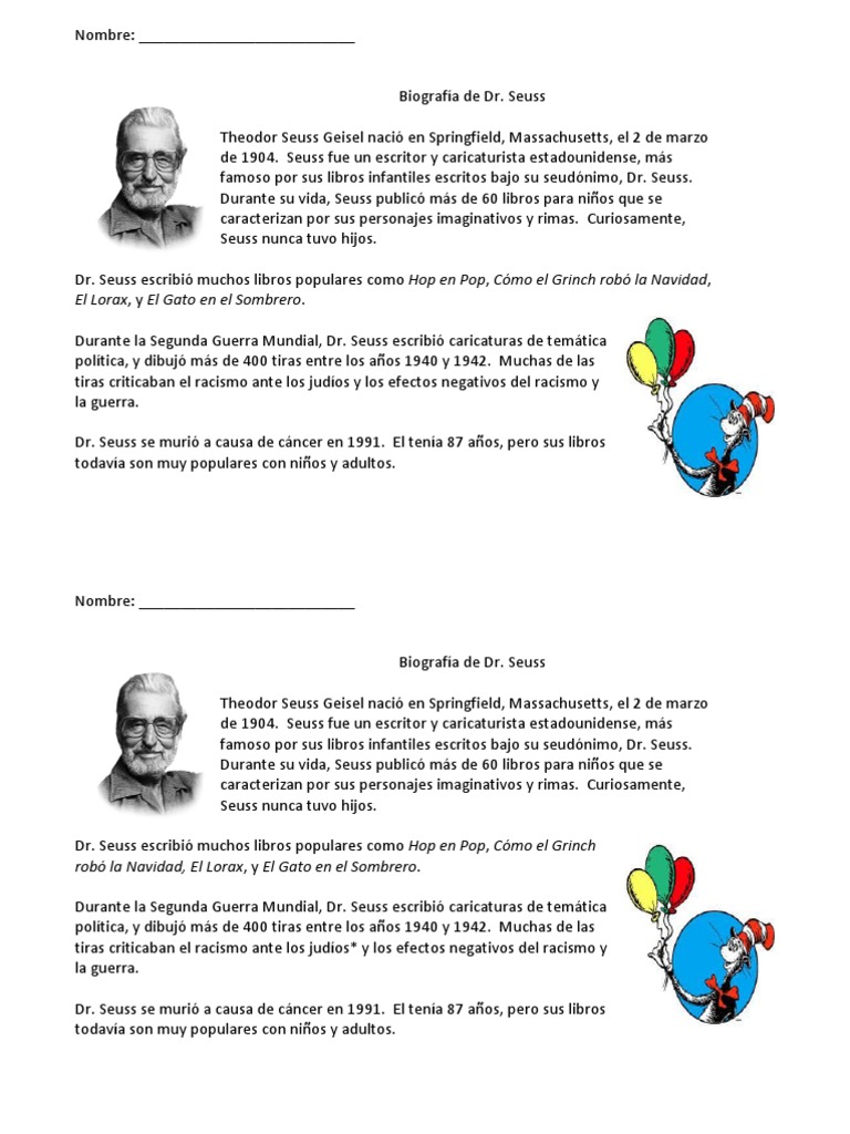 Biografía y Legado de Dr. Seuss | PDF | Dr. Seuss