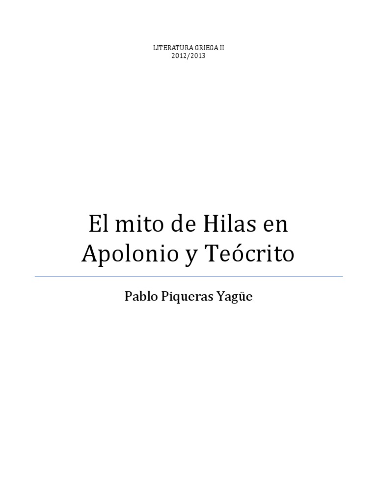Hilas | PDF | Argonautas | Mitología griega