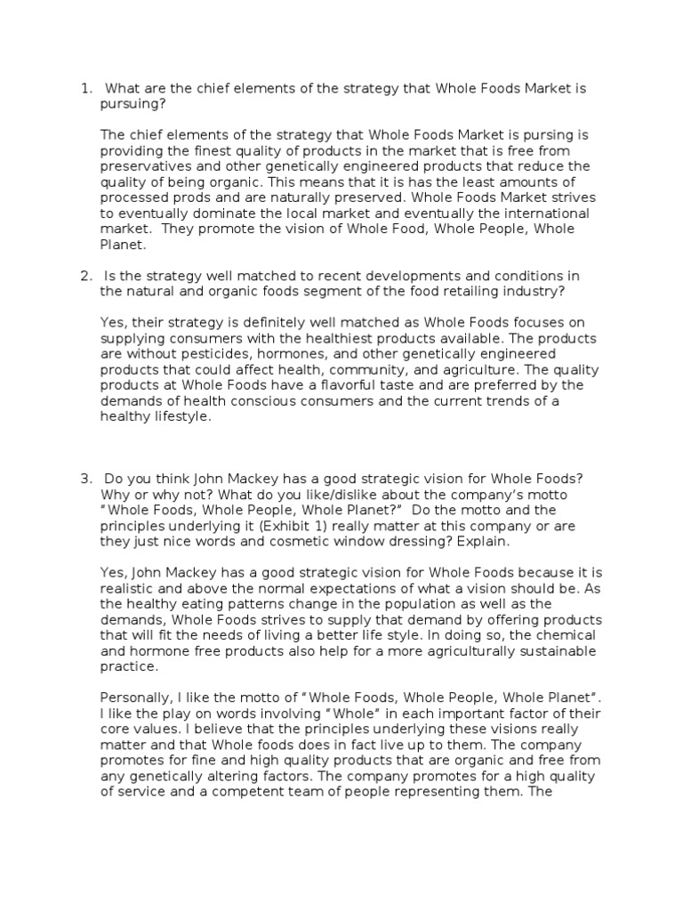 WHole Foods Case Study | PDF | Whole Foods Market | Foods