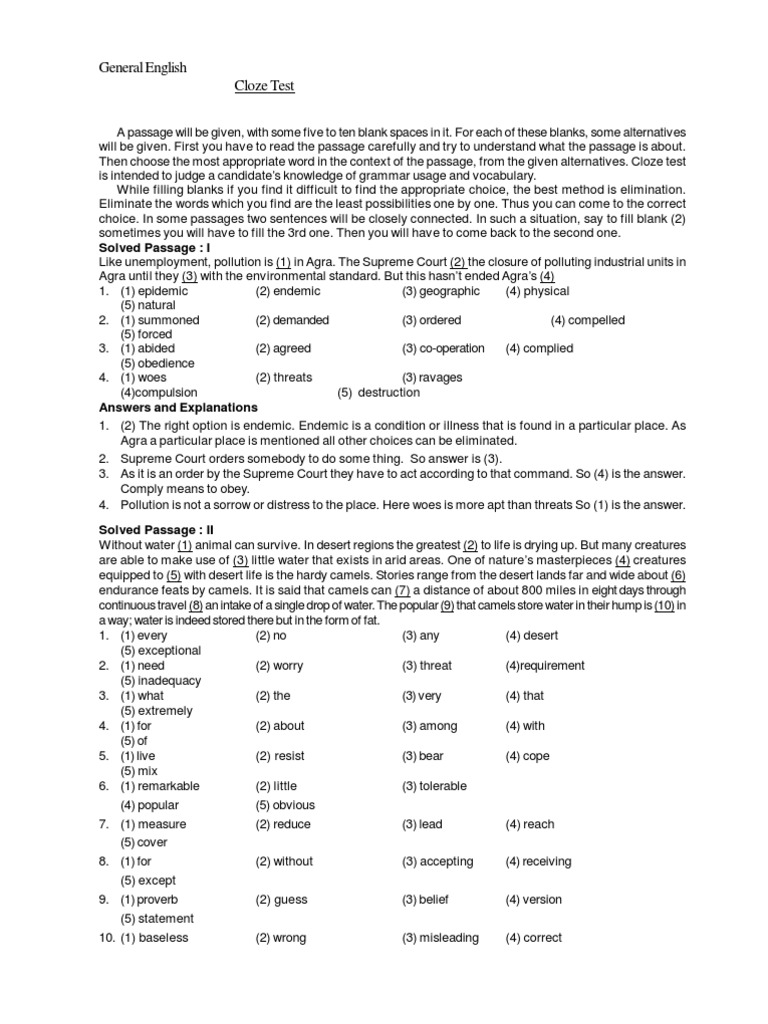 Cloze Test | PDF | Mahatma Gandhi | Genetics